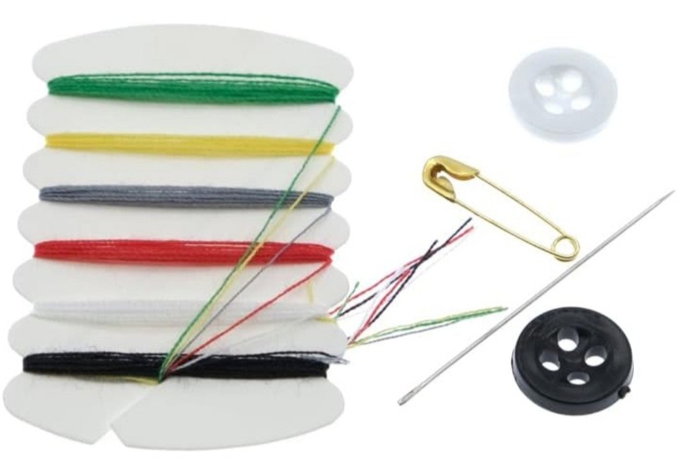 2 Sewing Kit Sets, Travel, Needle, 6 Threads, 2 Buttons. Safety pin ...