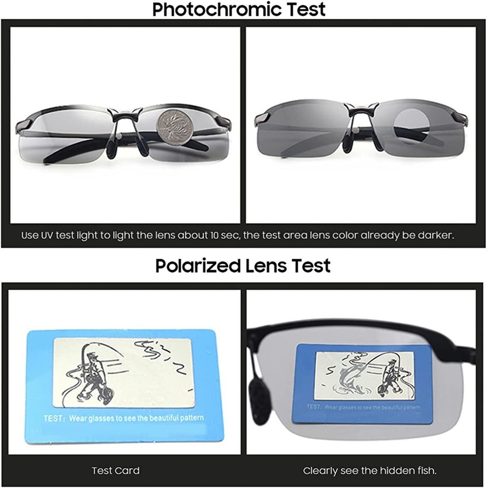 2× Polarized Photochromic Sunglasses Men Summer Driving Transition Lens ...