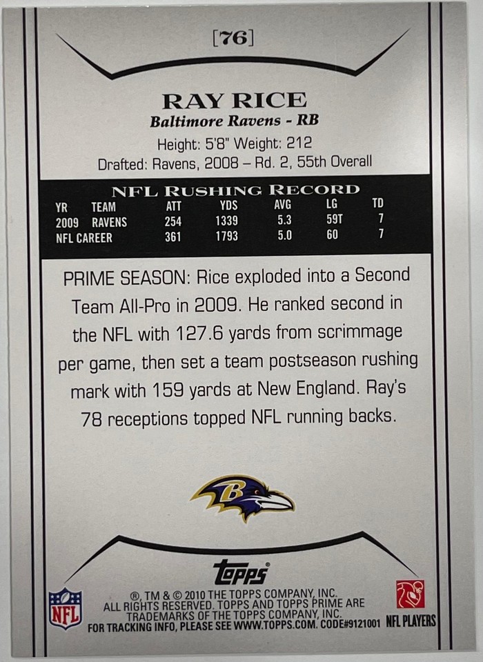 2010 Topps Prime #76 Ray Rice Retail | eBay