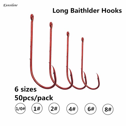 50pcs Baitholder Fishing Hooks Freshwater Offset Carp Jig Fishhook Long ...