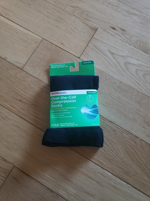 CVS Health 1 Pair Black Firm Compression Socks Unisex Sz L/xl Over Calf ...