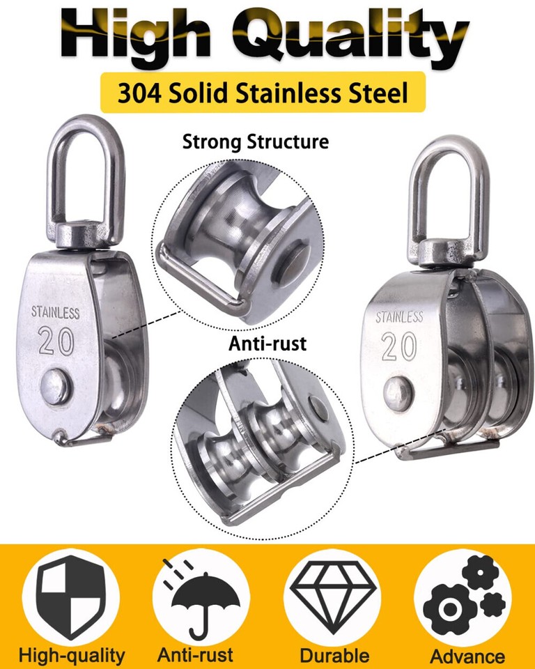 Wheel Bearing Pulleys for Rope Swivel Pulley Wheel Cable Rope Wire ...