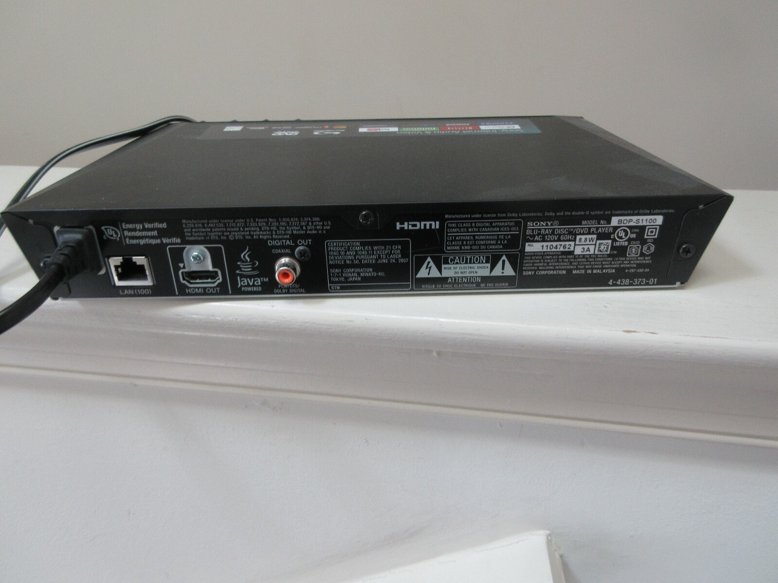 Sony BDP-S1100 Blu-ray Player 490080610532| eBay