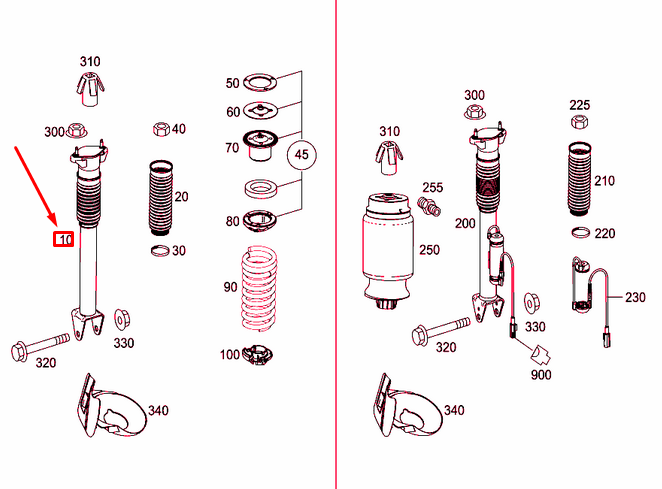 MERCEDES-BENZ ML W166 Rear Shock Absorber A1663201130 NEW GENUINE | eBay