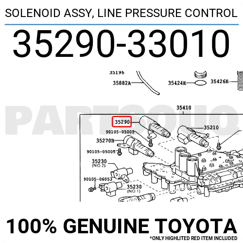 3529033010 Genuine Toyota SOLENOID ASSY, LINE PRESSURE CONTROL 35290 ...
