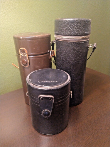 LOT (3) VINTAGE CAMERA LENS CARRY CASE *EUC* (Soliger/Sigma/Nikon) Made ...