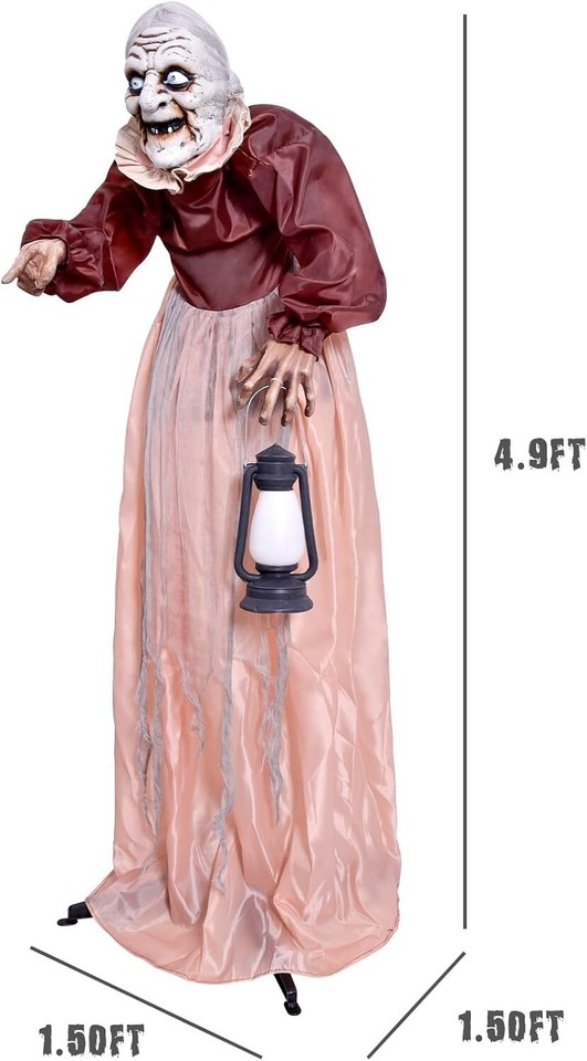 5Ft Halloween Animatronic Life Size Witch Scary Prop Motion Activated ...
