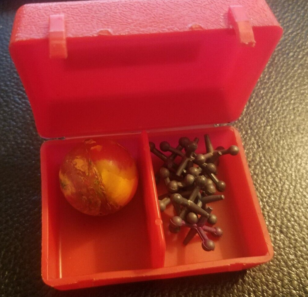 Vintage CHEMTOY 8 METAL JAX & RUBBER BALL GAME SET WITH RED PLASTIC ...