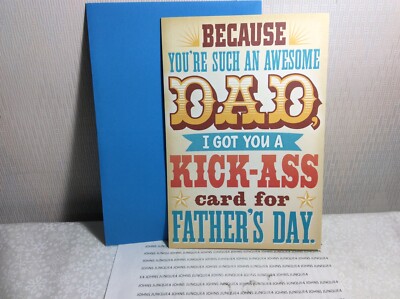 HALLMARK FATHER'S DAY GREETING CARD New w/Envelope "Got a kick-ass card ...