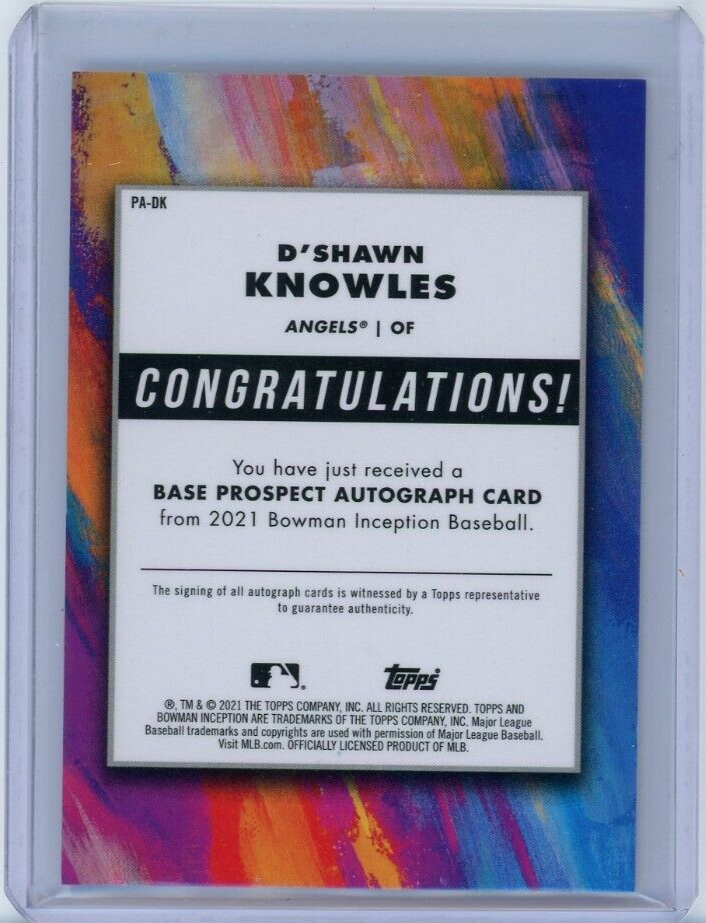 2021 Bowman Inception Inception Auto /600 D'Shawn Knowles #PA-DK | eBay