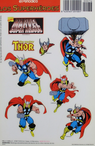 1996 MIGHTY THOR Sticker Sheet High Quality Spanish Vintage Promo Item ...
