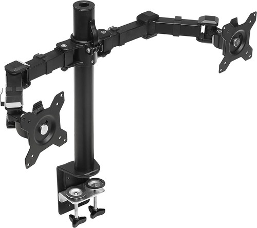 Amazon Basics Dual Monitor Stand HeightAdjustable Arm Mount Steel | eBay
