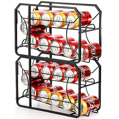2 Packs Stackable Beverage Can Dispenser Racks, Metal Storage Holder ...