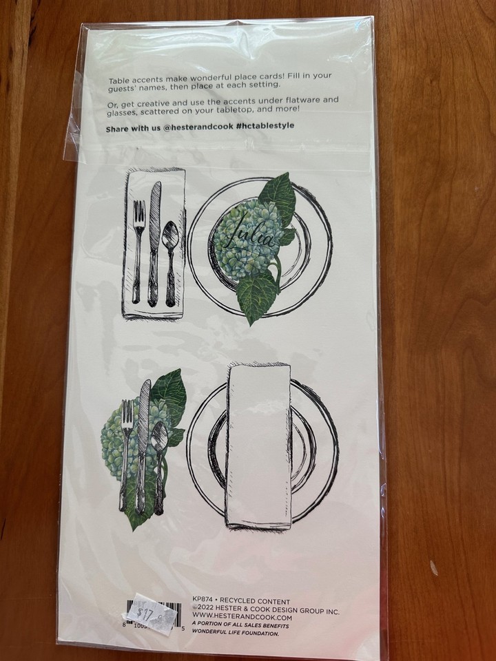 HESTER & COOK PAPER TABLE ACCENTS SET of 12 BLUE HYDRANGEA PATTERN USA ...