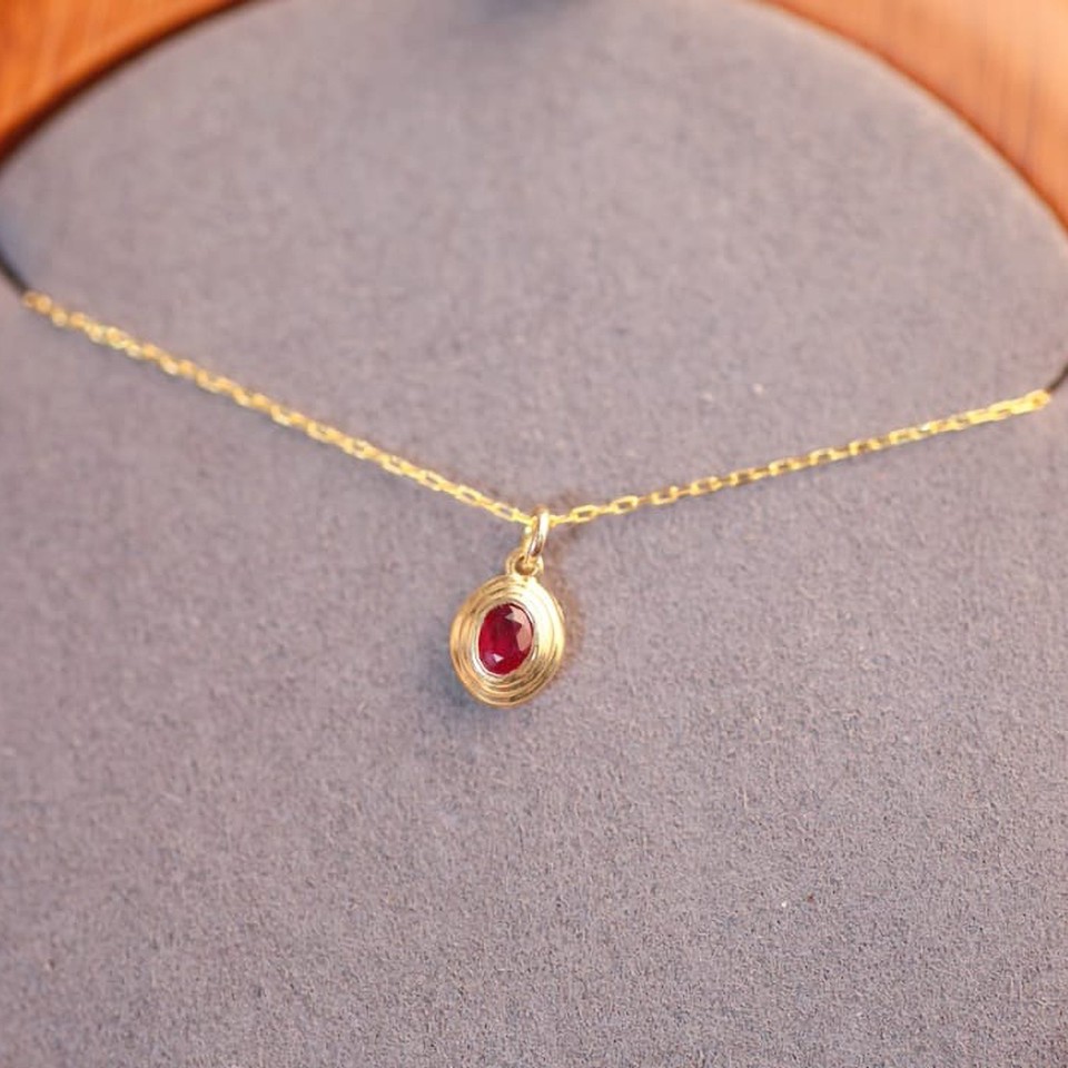18K Rose Gold Ruby Diamond Necklace Natural Ruby & Lab Diamond Pendant | eBay Australia