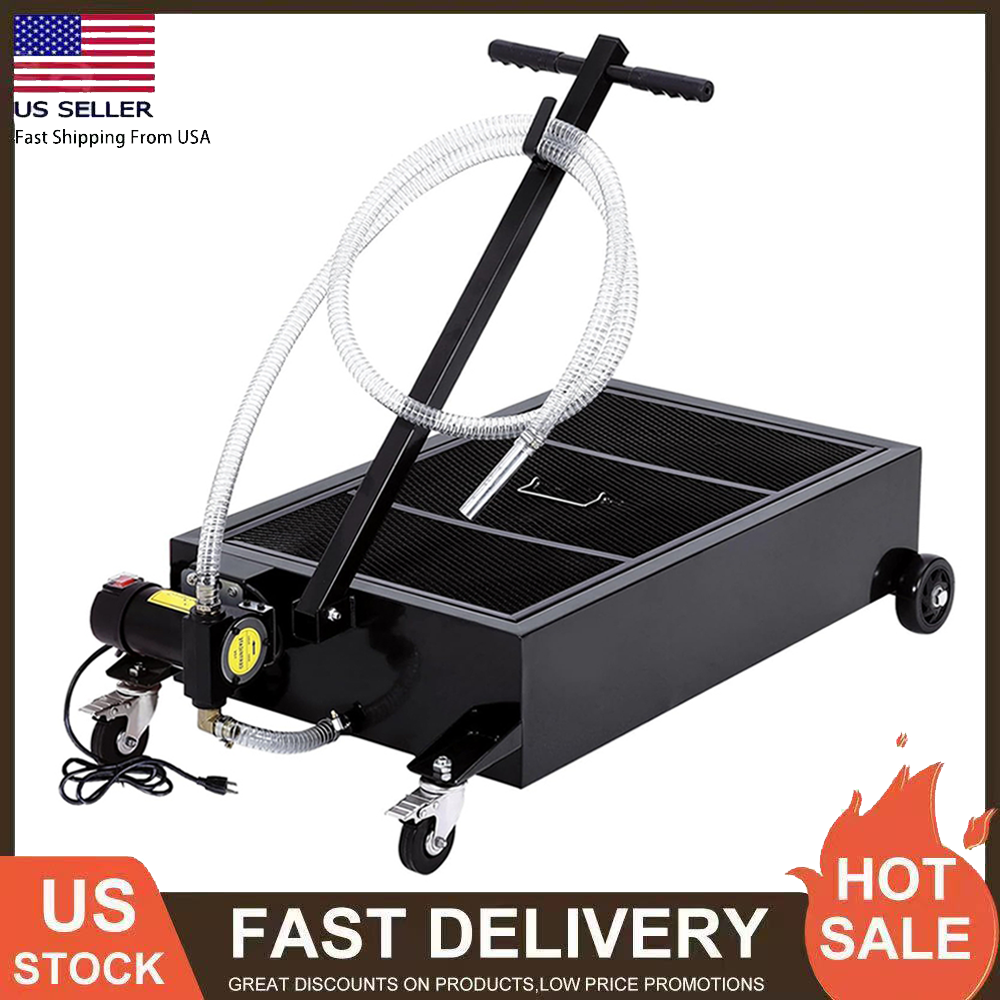20 Gallon Electric Oil Drain Pan with 110V Pump Hose Low Profile Oil ...