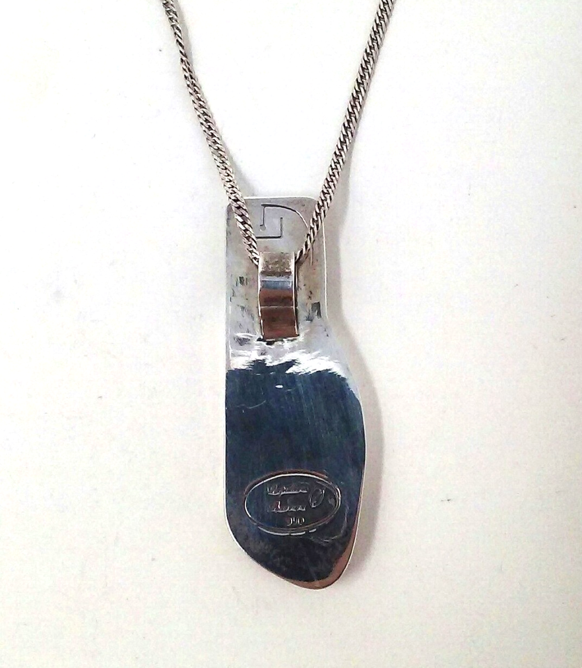 Lapidario Barrera 950 Sterling Silver Abstract Pendant w/ Red Cream ...