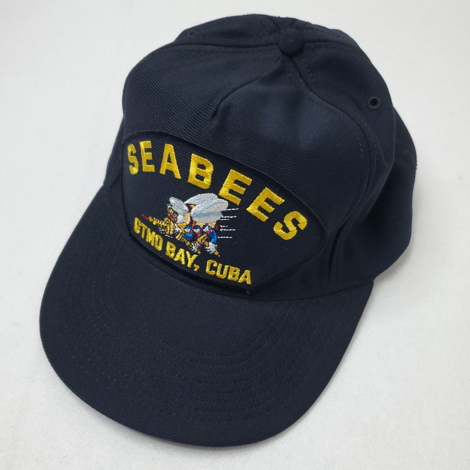 Vintage Seabees Logo U.S. Navy Cap Hat Blue Snapback Guantanamo Bay ...