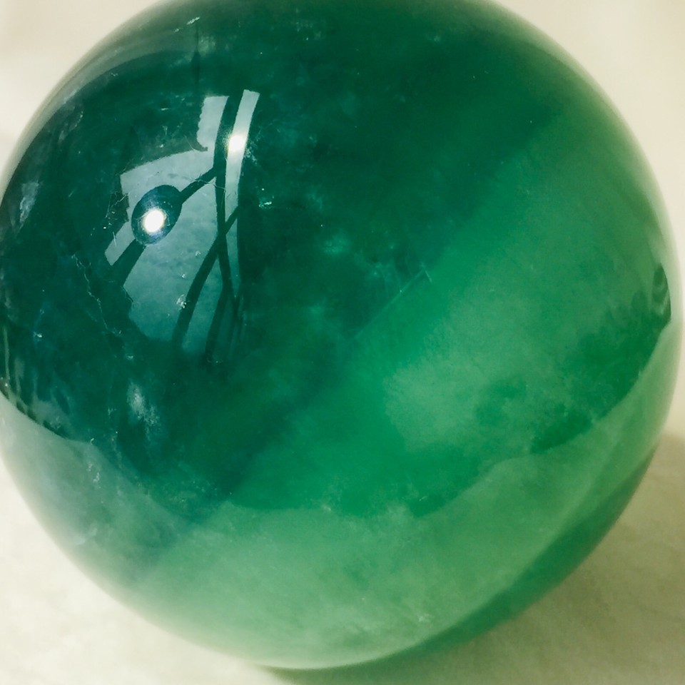757g Large Clear Dark Green Fluorite Quartz Crystal Sphere Genius Stone ...