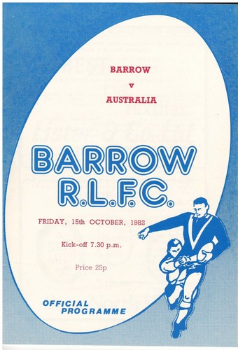 1982 Australia v Barrow programme | eBay