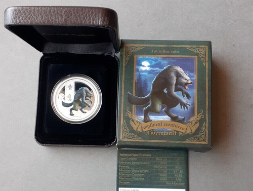 2013 $1 MYTHICAL CREATURES WEREWOLF 1OZ SILVER PROOF COIN NUMBERED: 7 ...