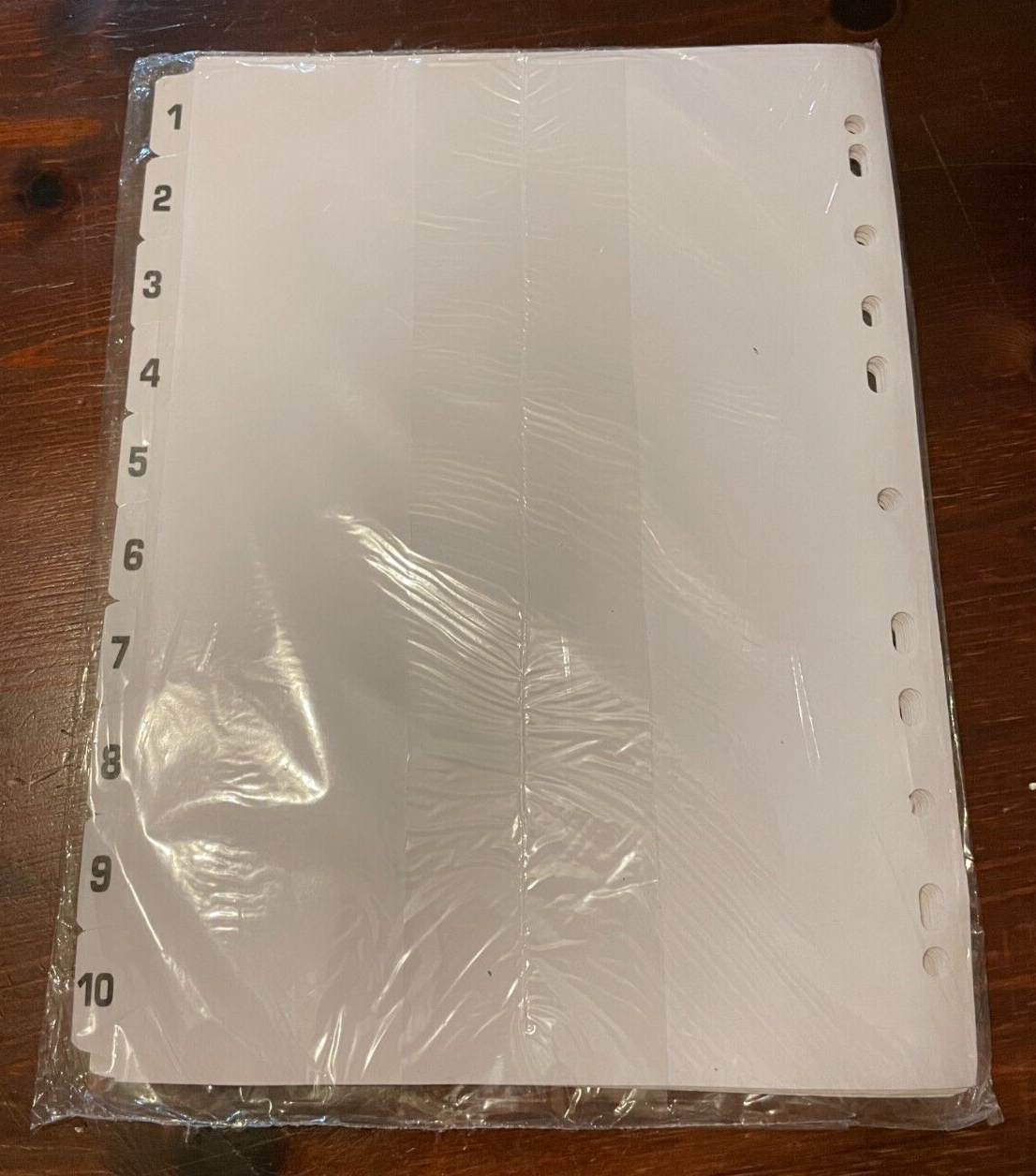 10 High Quality A4 File Dividers 1-10 Numbered Tabs Plastic Punched ...