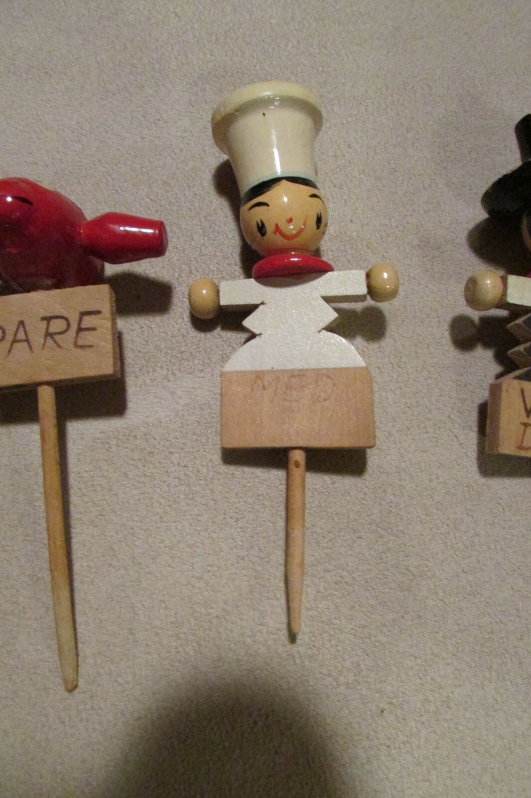 Vintage Wooden Beef Meat Temperature Markers Set Of 4 - Cute - Made In ...