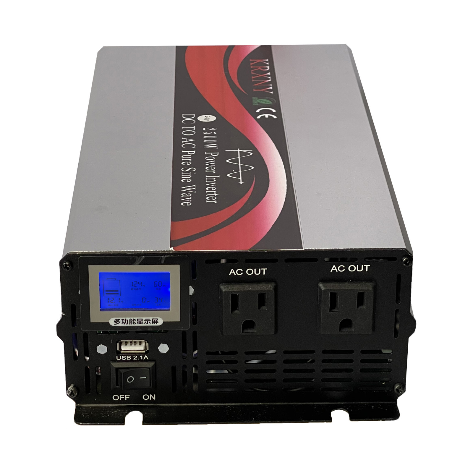 2500W Pure Sine Wave Power Inverter 12V 24V 48V DC to 120V 240V AC Off ...