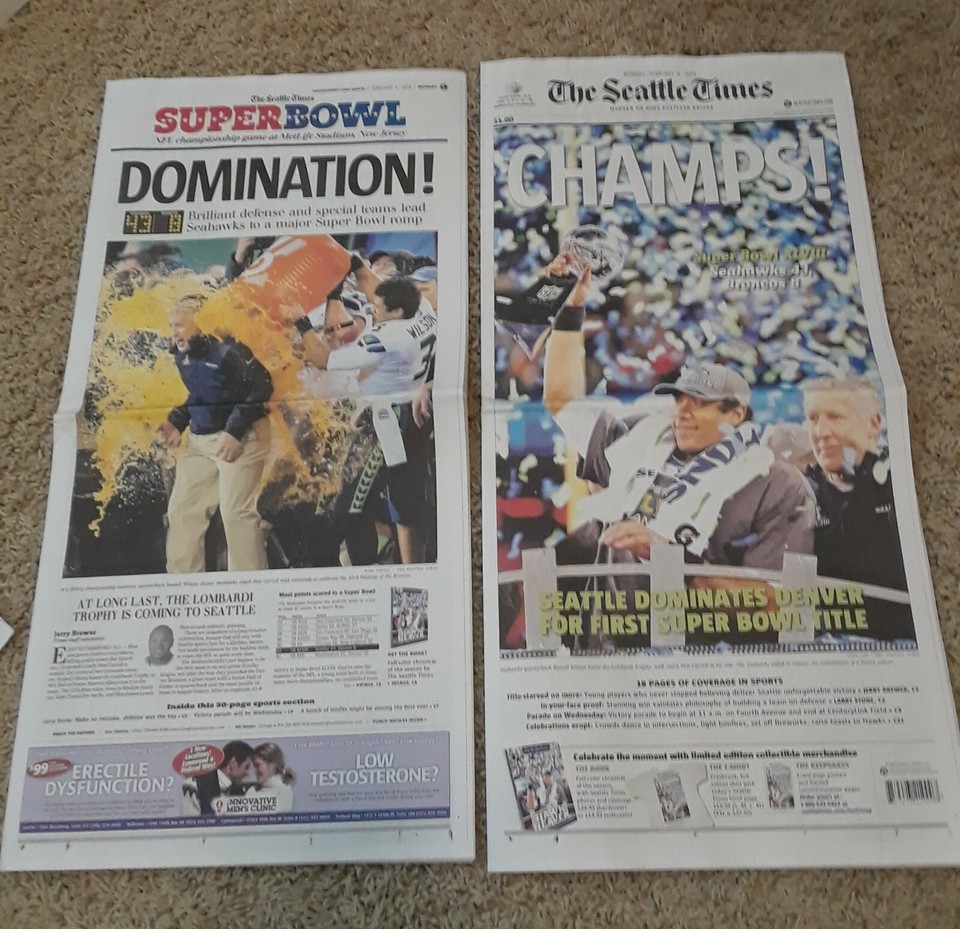 Seahawks Superbowl Seattle Times 2014 Newspaper,New,Complete,Perfect ...