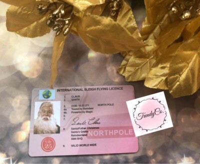 Santa ID card, red Christmas ID card , xmas card, Christmas, fun for ...