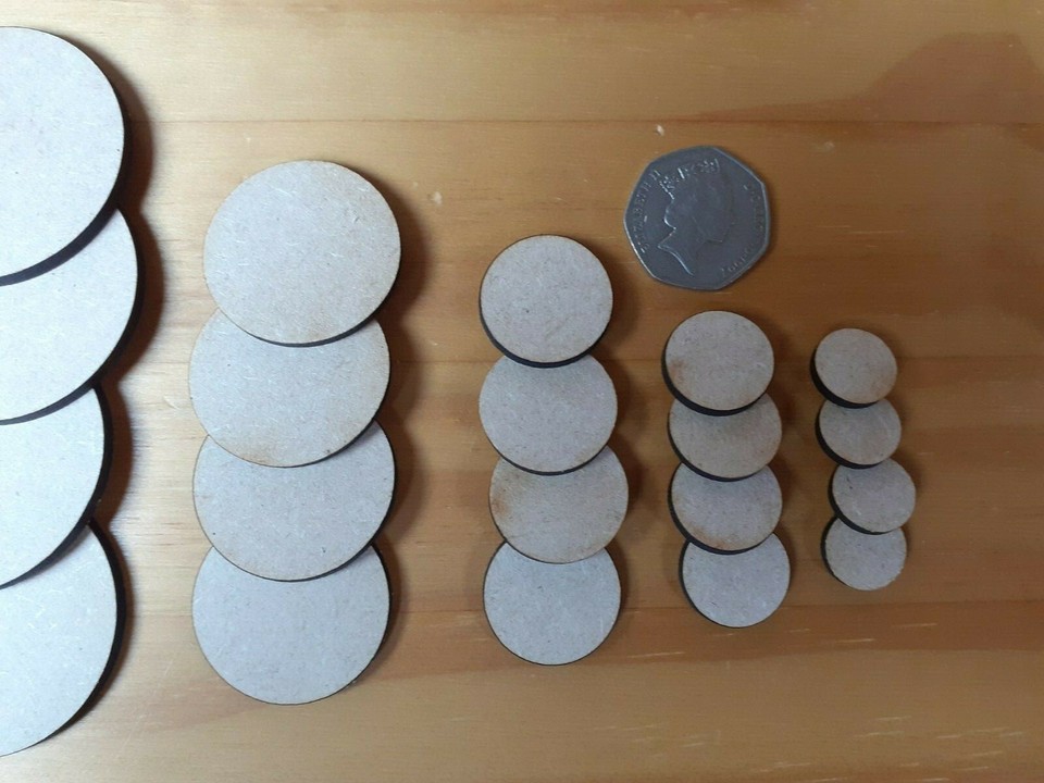 24x MDF Wooden Circle Pack Craft Shapes MDF Wood Decoration Disc Plaque ...