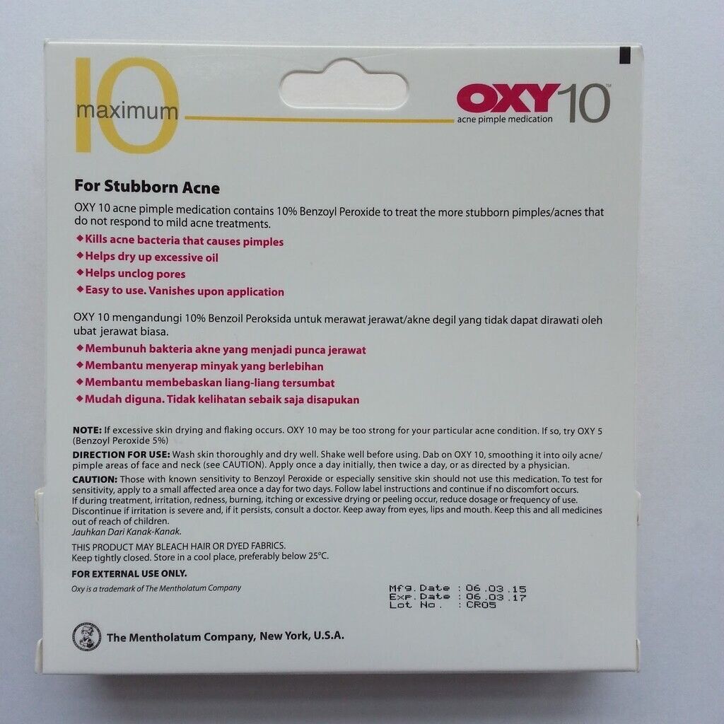 Original OXY 10 Maximum For Stubborn Acne Pimple Medication and ...