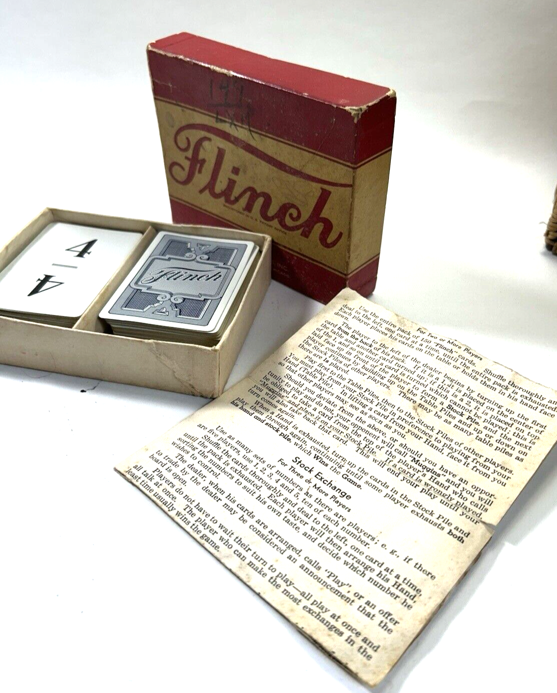 Vintage Flinch Card Game in Red Box 1938 Parker Brothers Complete ...
