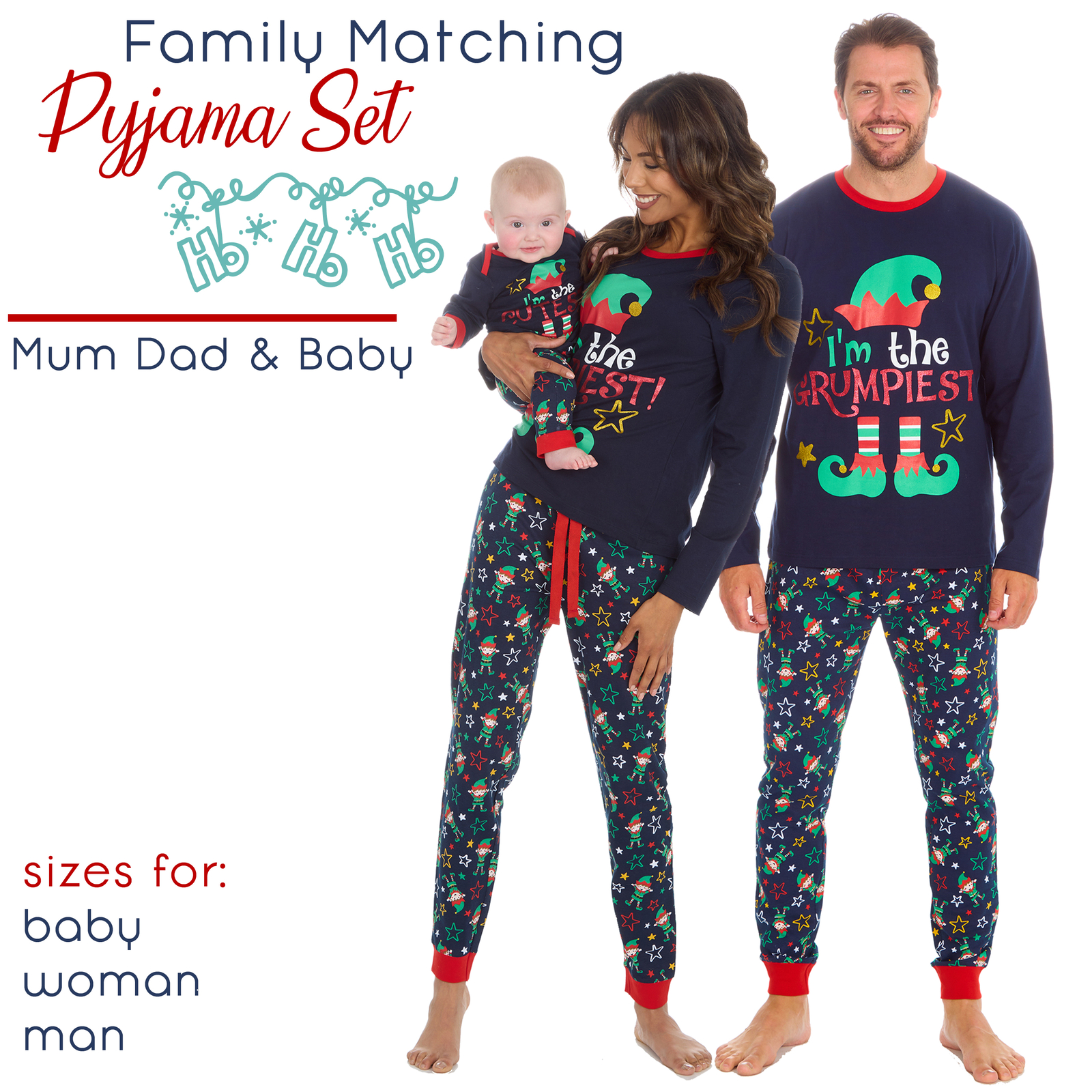 Family Matching Xmas Pyjamas Mum Dad Baby Pyjama Set First Christmas ...