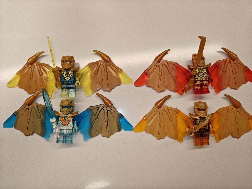 Ninjago Crystalized: Golden Dragon Jay, Zane, Kai, Cole Custom Lego ...