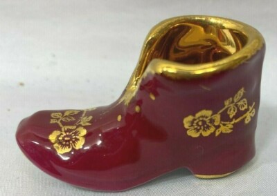 Limoges France Red Boot Bootie Shoe Miniature 22 K Gold 2 in long Vtg ...
