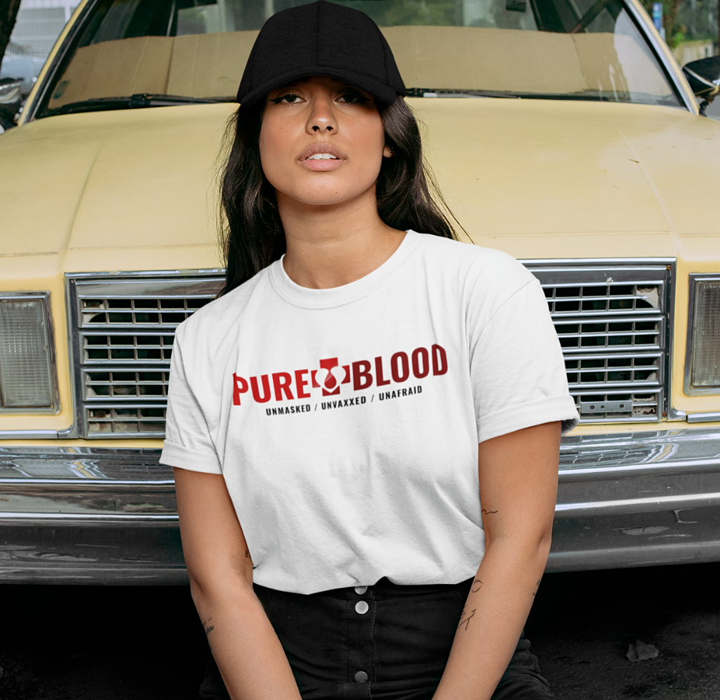 Pureblood Unmasked Unvaxxed Unafraid T-Shirt Funny NO Vaccine Anti ...