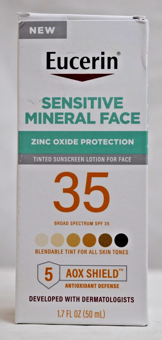 2 Pack Eucerin Sensitive Mineral Face Sunscreen Zinc Oxide SPF 35 Exp ...