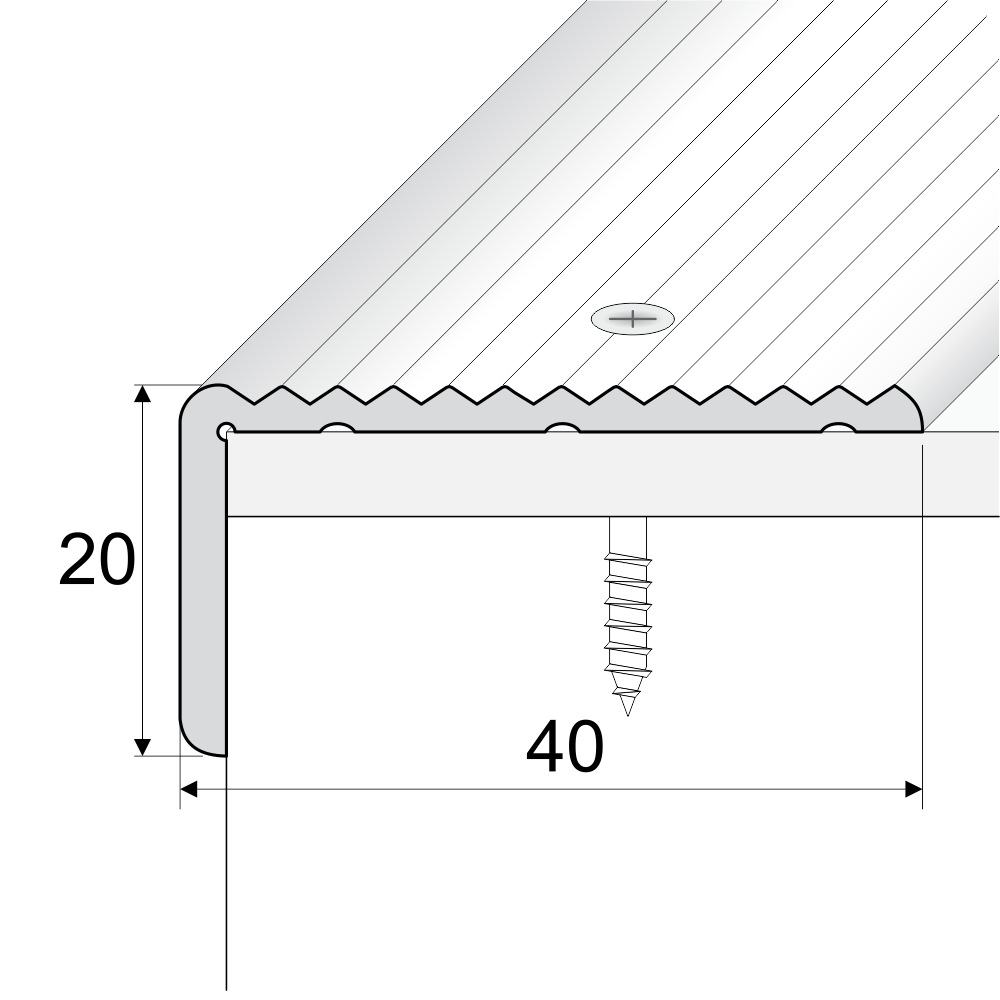 2.7m ALUMINIUM ANTI NON SLIP STAIR EDGE NOSING - STEP EDGING TRIM- 40 x ...