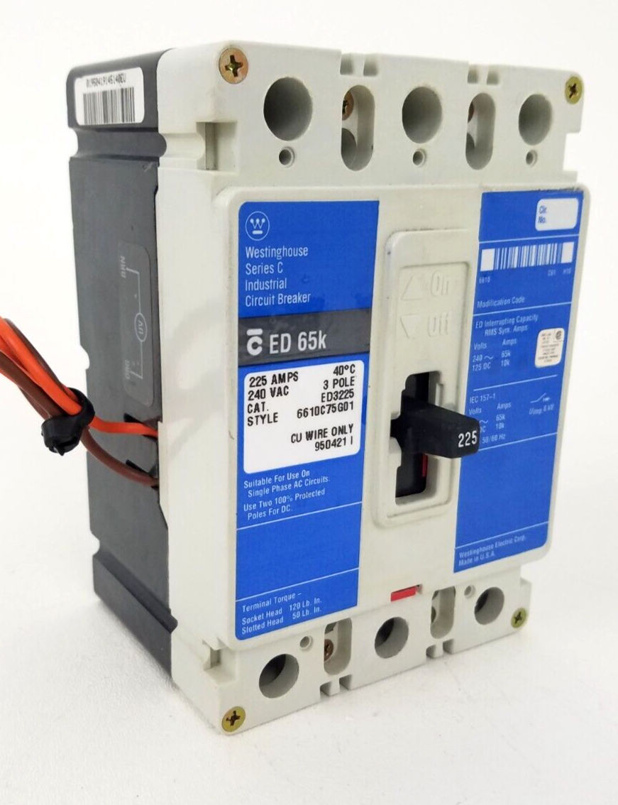 ED3225 Westinghouse ED 65K 225A Circuit Breaker With UVH1LP11K Under ...