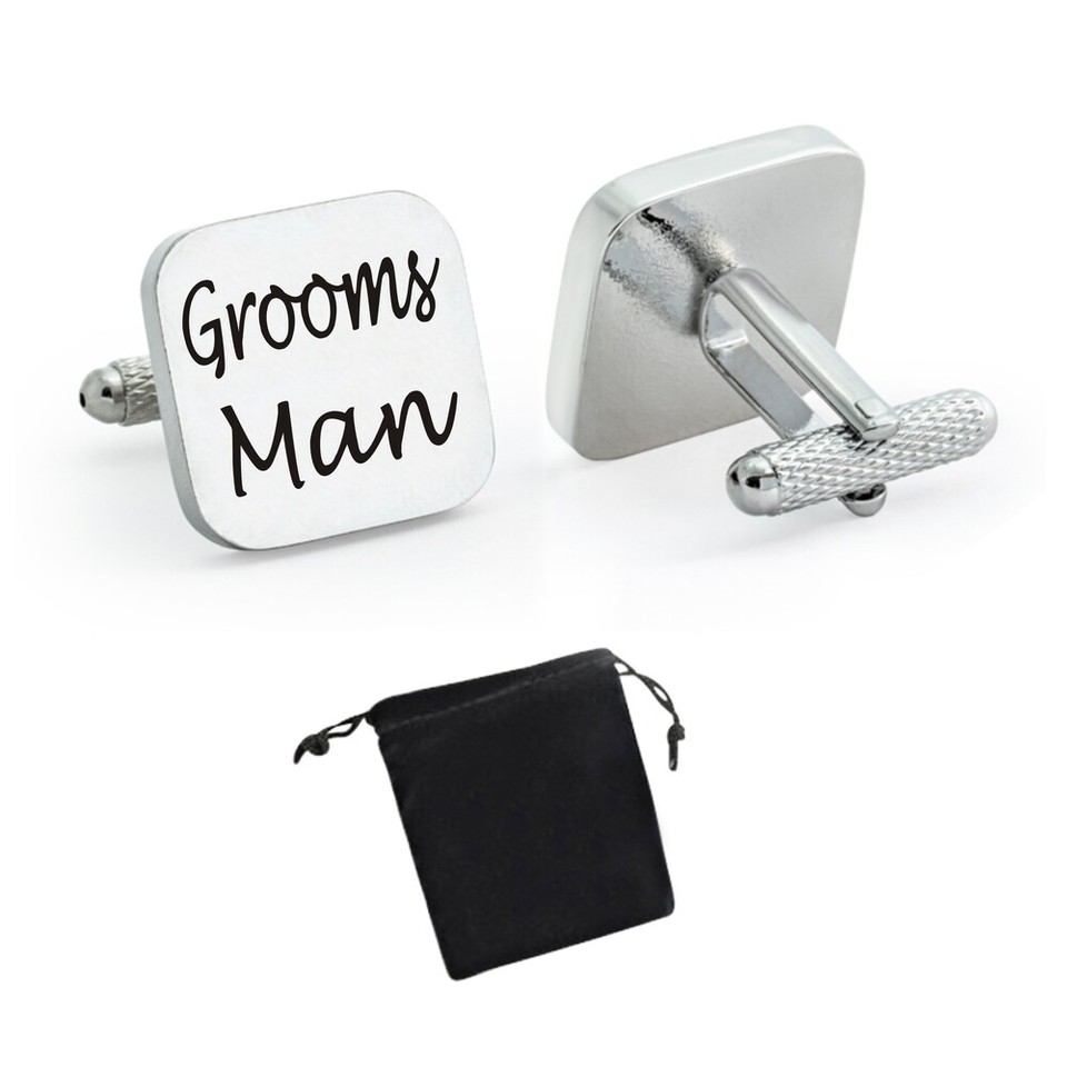 Men's Wedding Cufflinks SQUARE SILVER cuff link best man groom usher ...