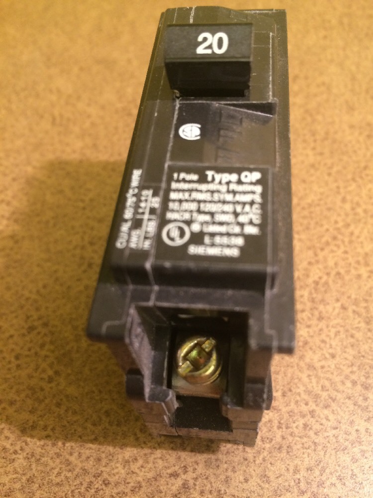 20A 1P SIEMENS CIRCUIT BREAKER 20 amp 1 pole Q120 QP 120/240V 60 hz L ...