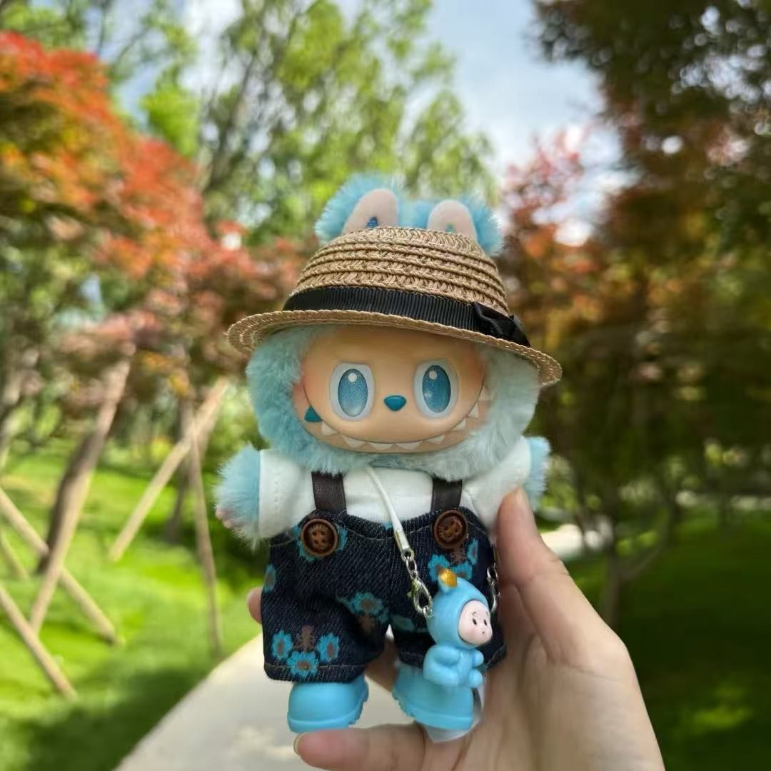 DIY Labubu Clothes Set Blue Overal Outfit for POP MART Monster Plush 5 ...