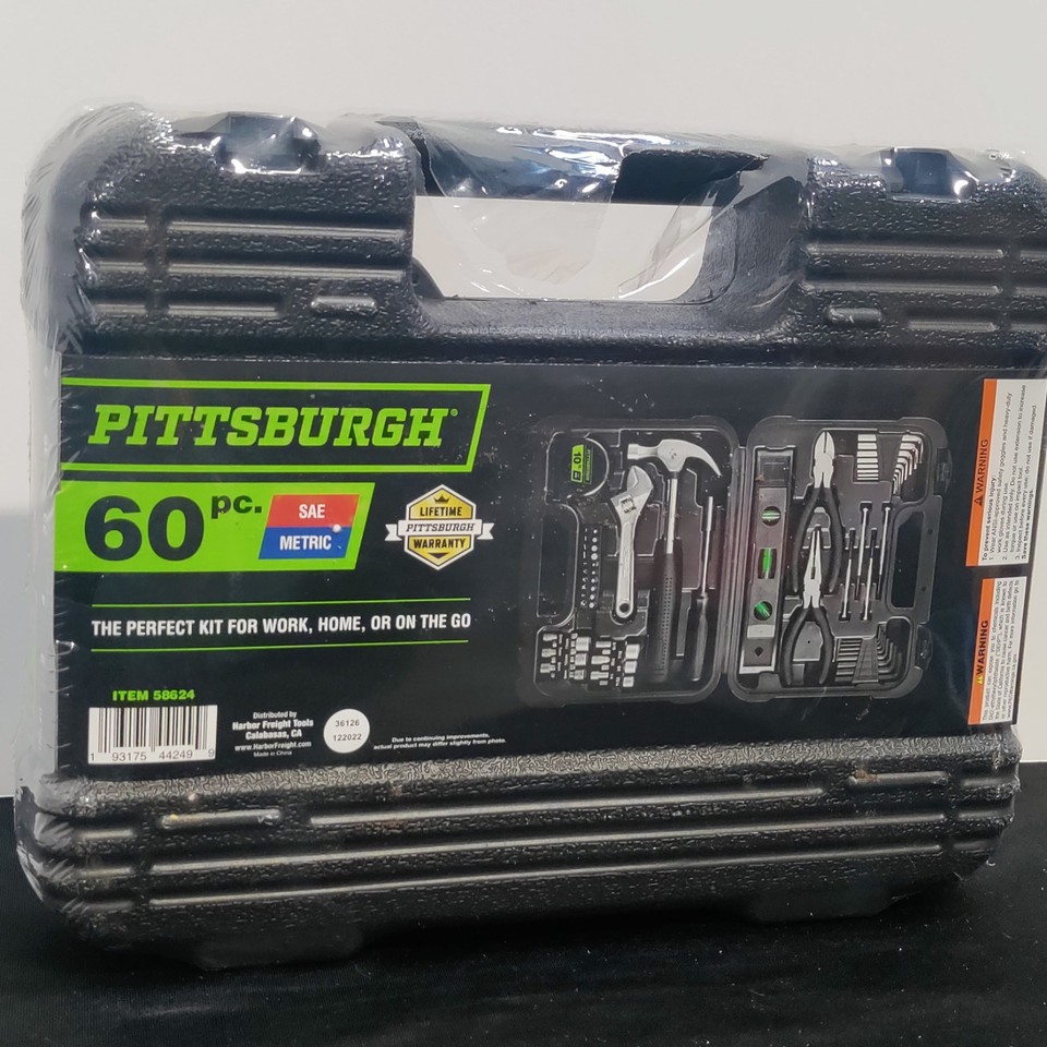 PITTSBURGH Tool Set, 60-Piece, Lifetime Warranty 58624 Metric SAE *In ...