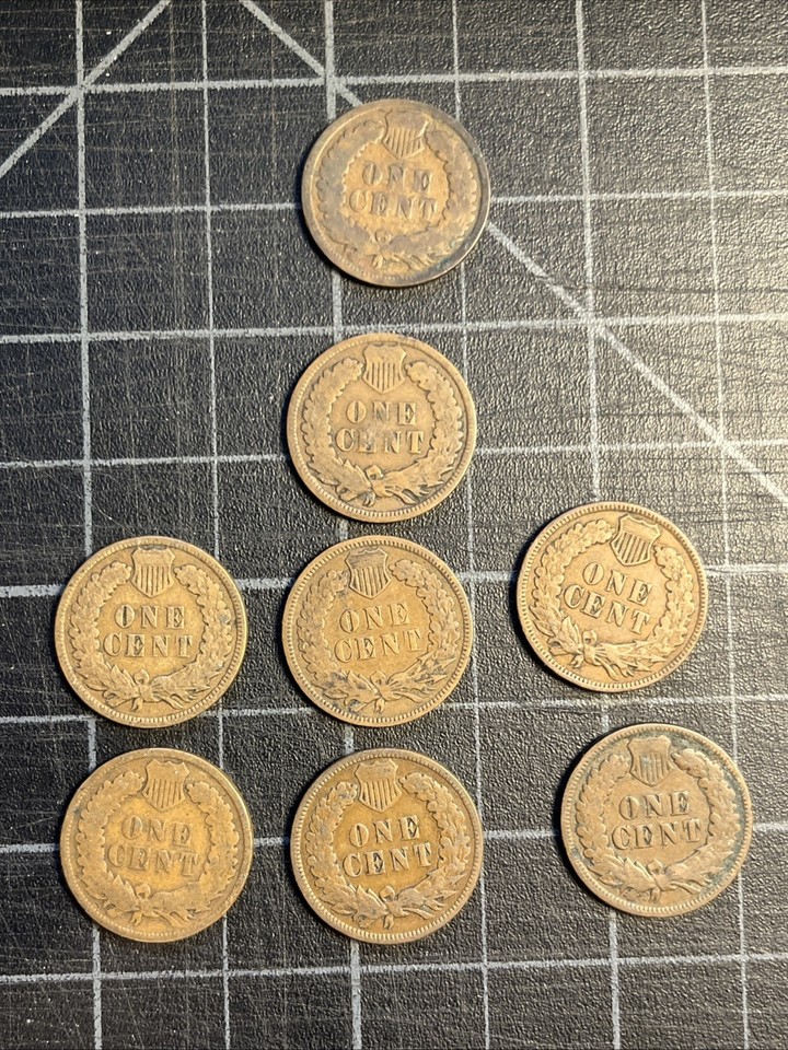 8x USA Indian Head Pennies Countermarked Or Better Date 1897 1908 1909 ...