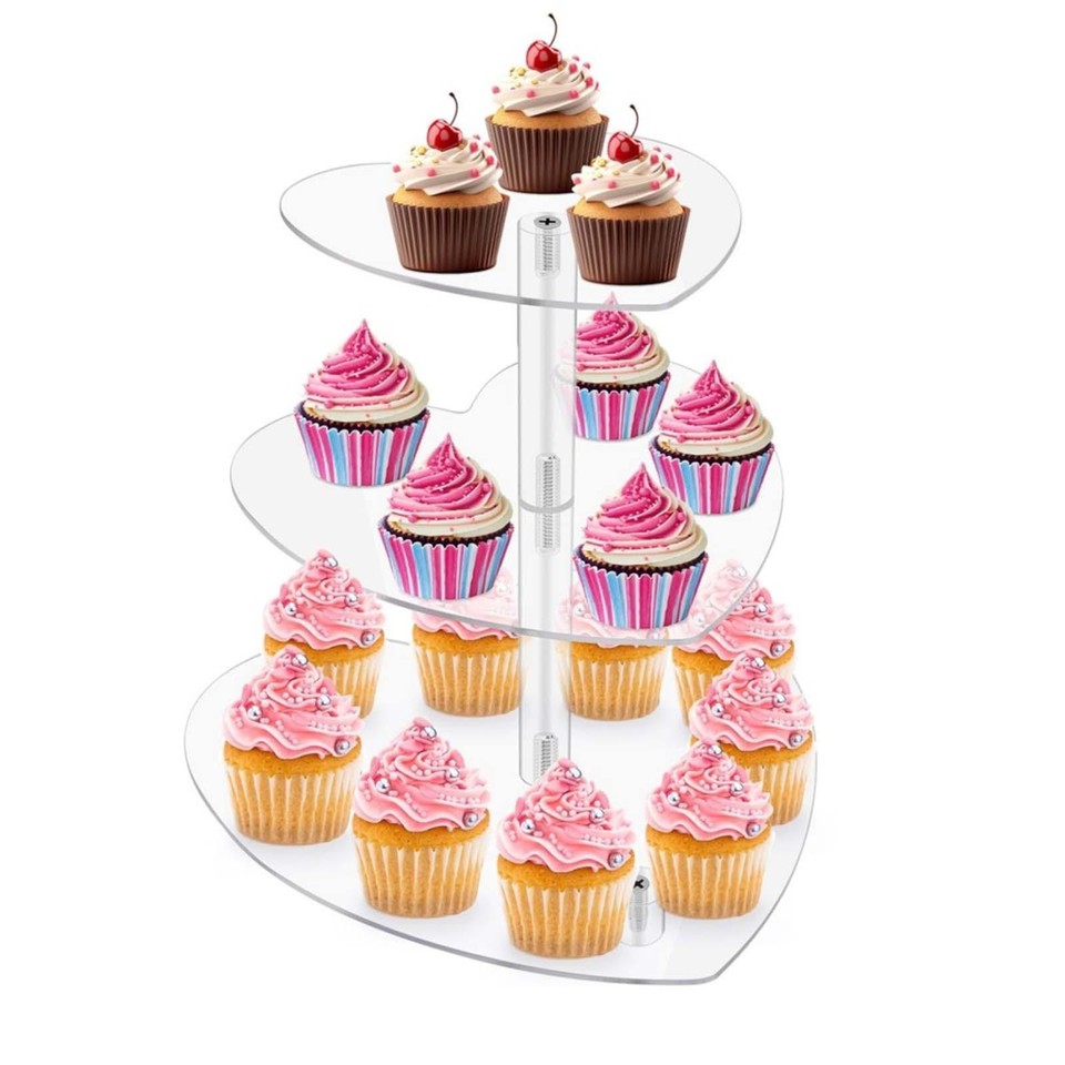 Cake Stand Candy Display Plate Three Tier Cupcake Rack Decorative Clear ...