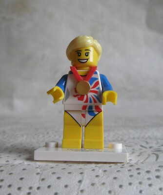 LEGO MINIFIGURE TEAM GB OLYMPIC FLEXIBLE GYMNAST WITH MEDAL & BASEPLATE ...