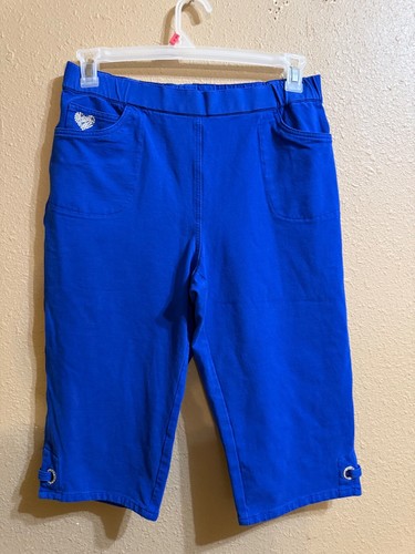 QUACKER FACTORY DREAM JEANNES PEDAL PUSHER CAPRI PANTS SZ MEDIUM BLUE ...