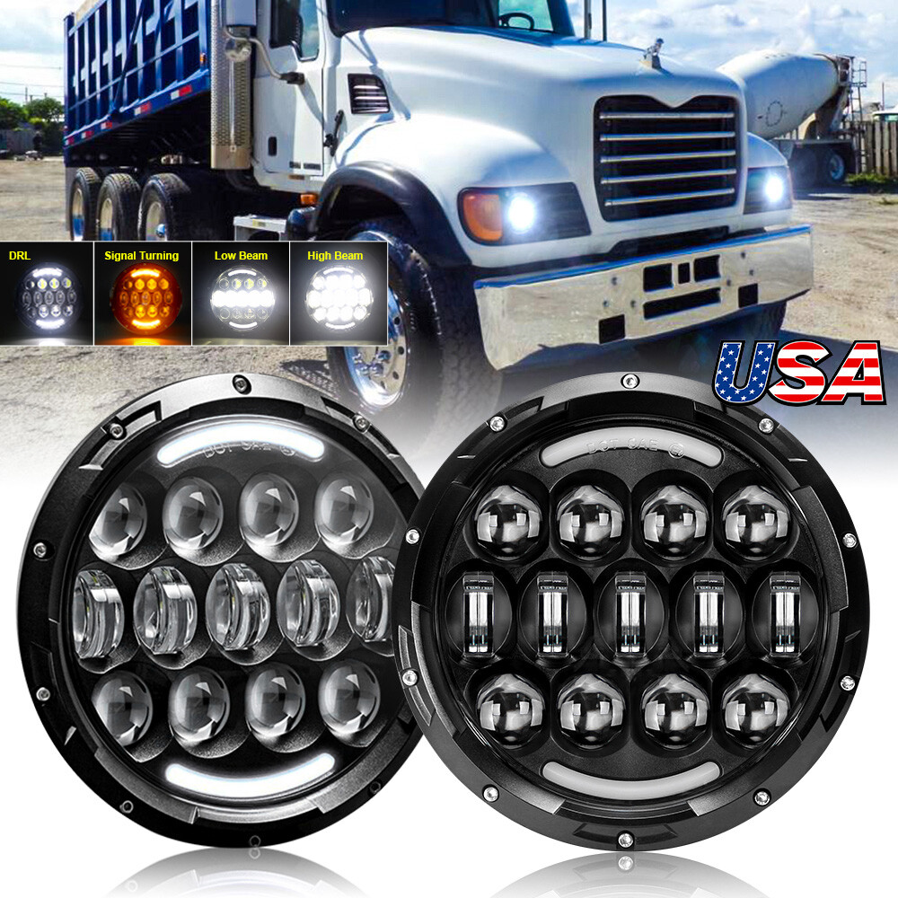 Halo LED Headlamp Headlights Low High DRL Turn for Mack Granite CV713 ...