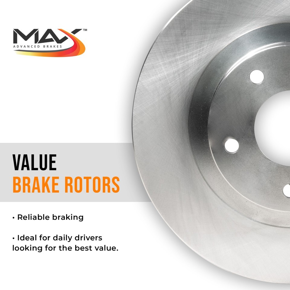 Max Advanced Brakes Premium OE (Org Eqp) Rear Rotors w/Cr'mc Brake Pads ...